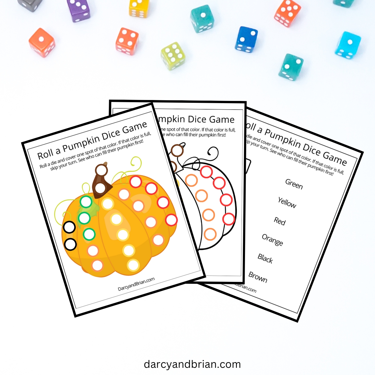 Roll a Pumpkin Game | Preschool Math Activity