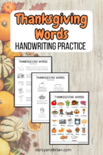 Thanksgiving Word List and Handwriting Practice for Kids