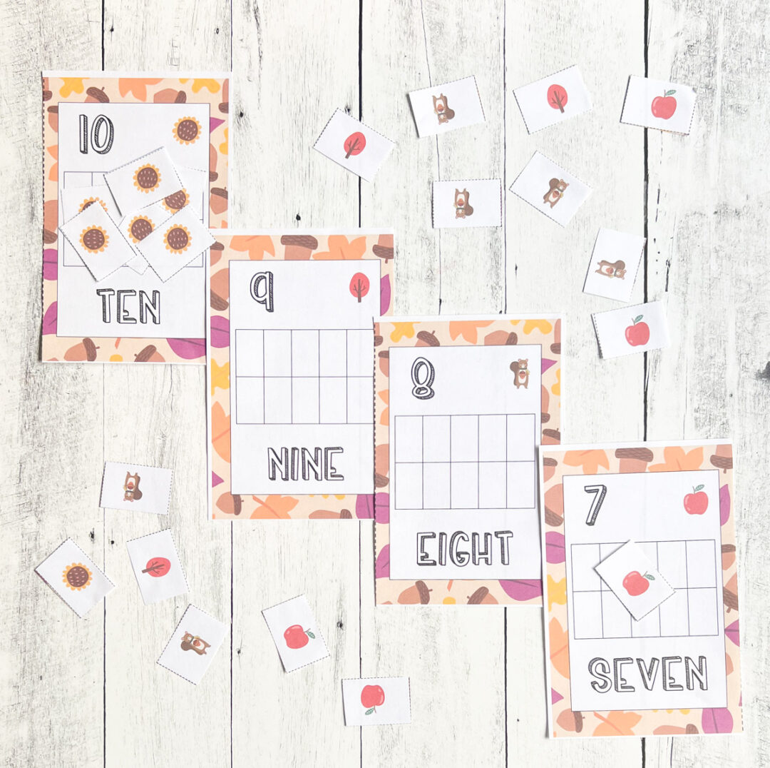 Printable Fall Counting Mats 1-10 for Preschool Math Centers