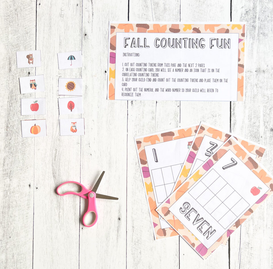 Printable Fall Counting Mats 1-10 for Preschool Math Centers