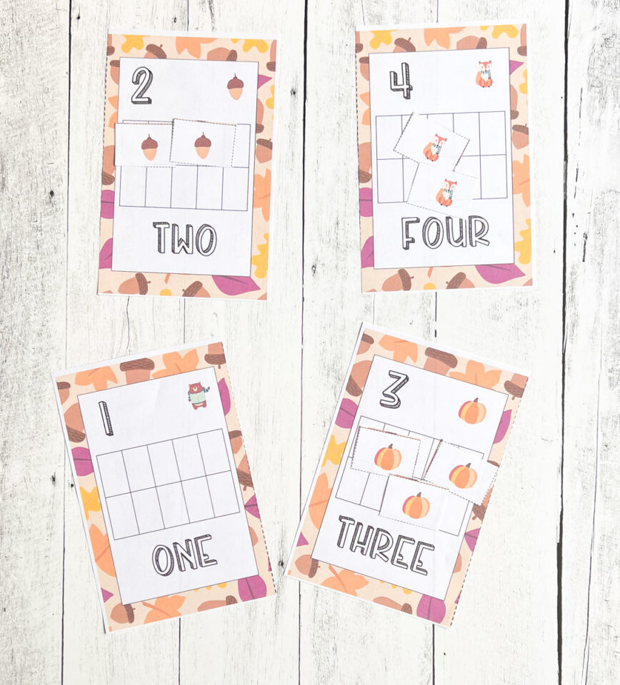 Printable Fall Counting Mats 1-10 for Preschool Math Centers