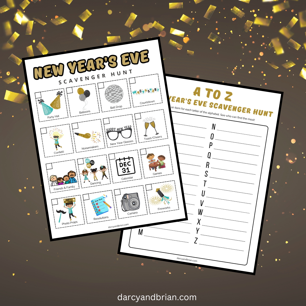 New Year's Eve Scavenger Hunt Printable Worksheets for Kids