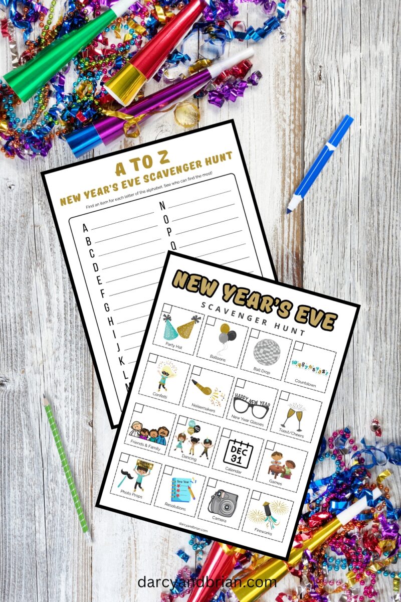 New Year's Eve Scavenger Hunt Printable Worksheets for Kids