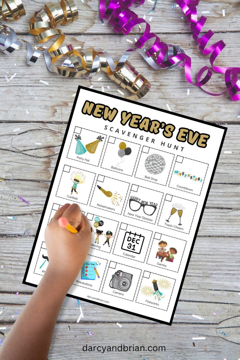 New Year's Eve Scavenger Hunt Printable Worksheets for Kids