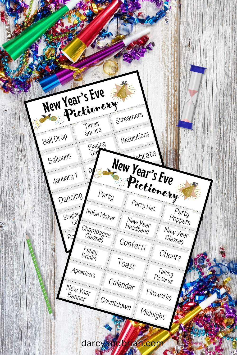 New Year's Eve Pictionary Words | Fun Printable Game for Kids