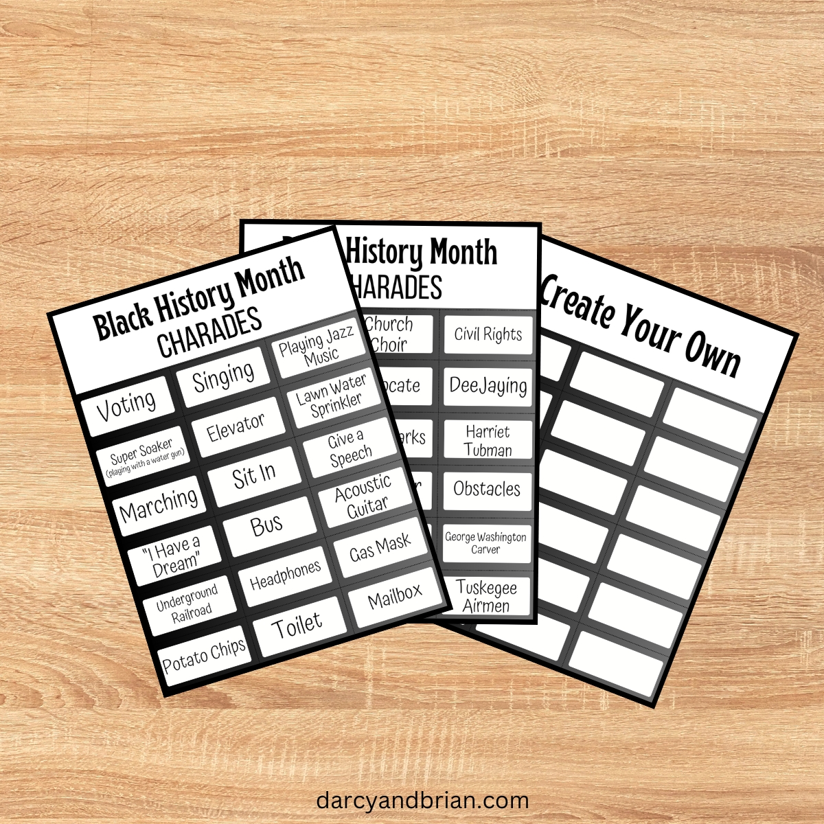 Printable Black History Month Charades for Kids