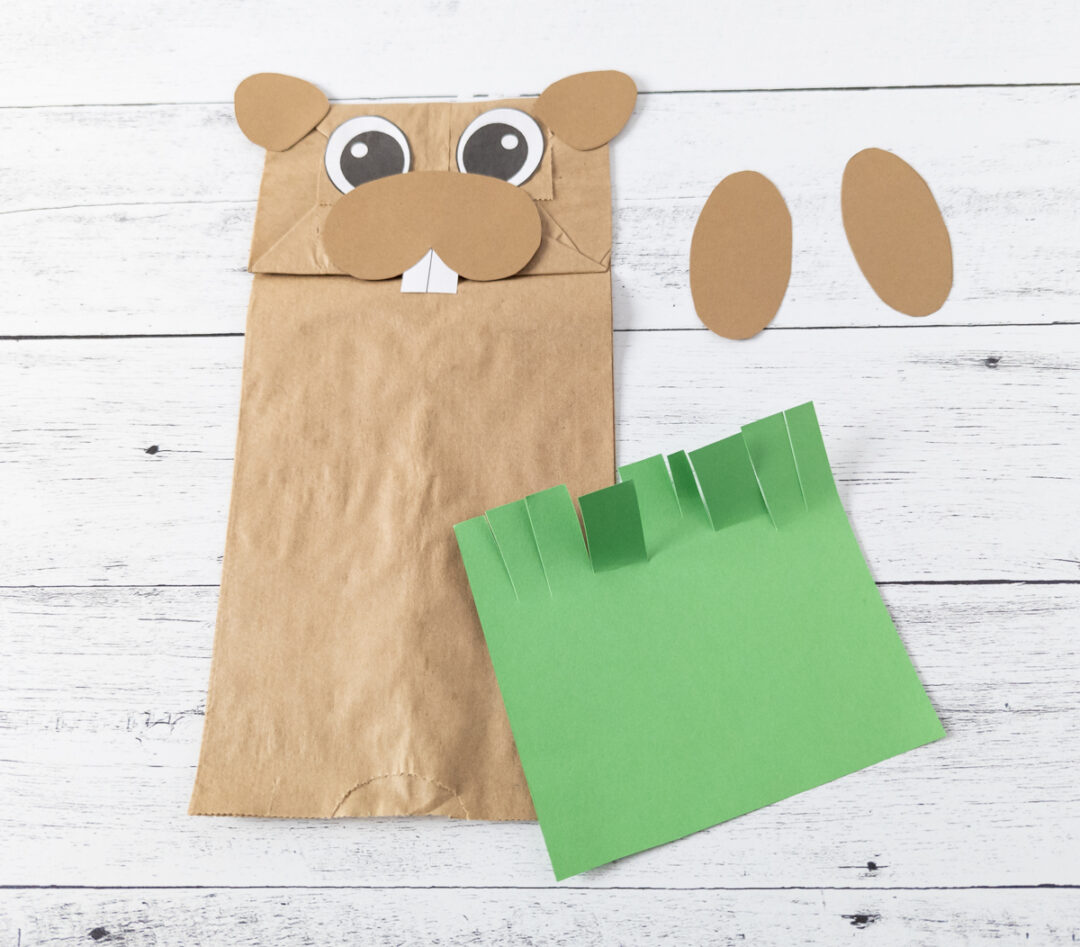 Groundhog Paper Bag Puppet Craft | Free Printable Template