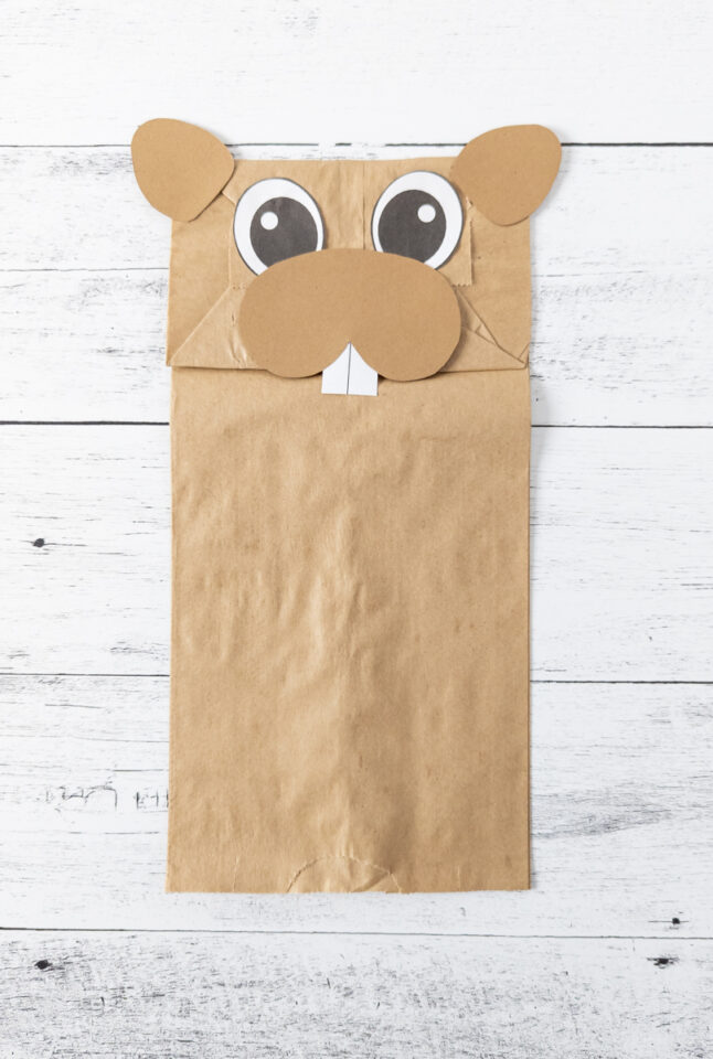 Groundhog Paper Bag Puppet Craft | Free Printable Template