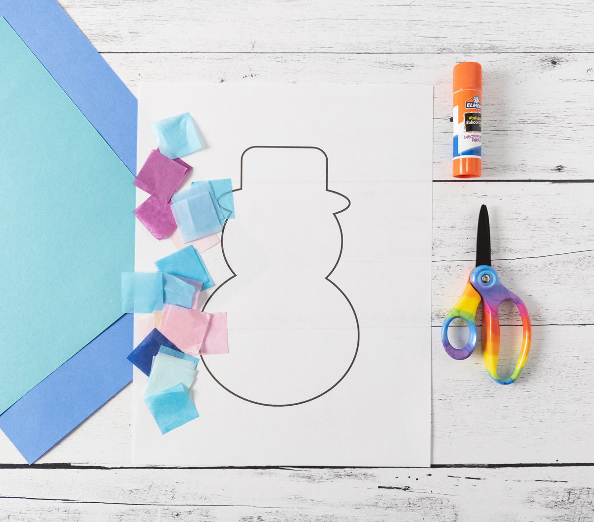 Snowman Suncatcher Craft for Kids | Winter Tissue Paper Crafts