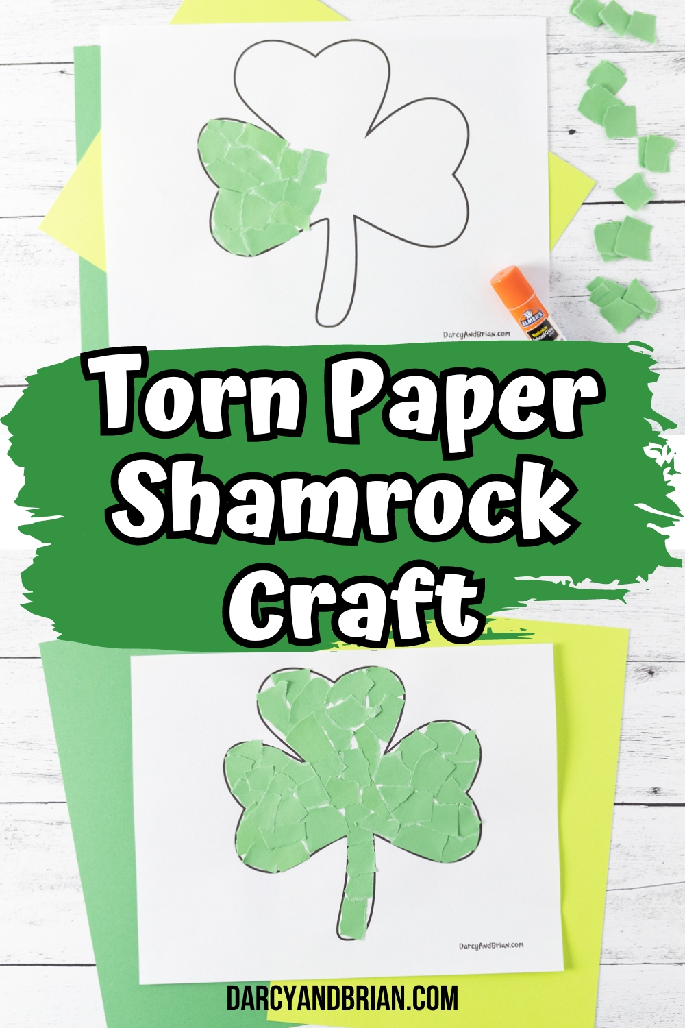 Torn Paper Shamrock Craft for Kids - Fun St. Patrick's Day Activity