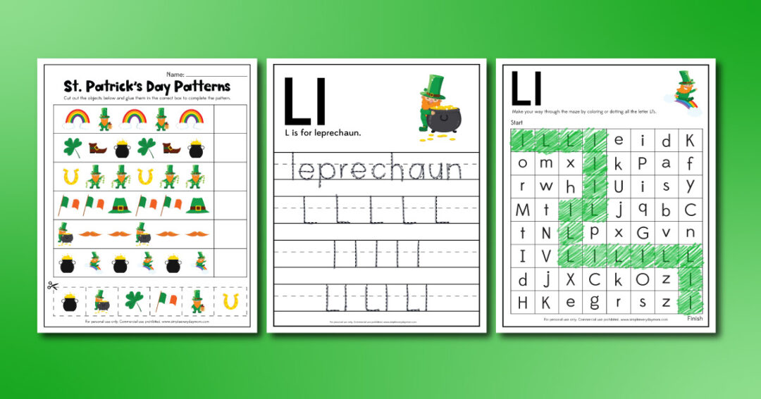 Free Kindergarten St Patrick's Day Worksheets