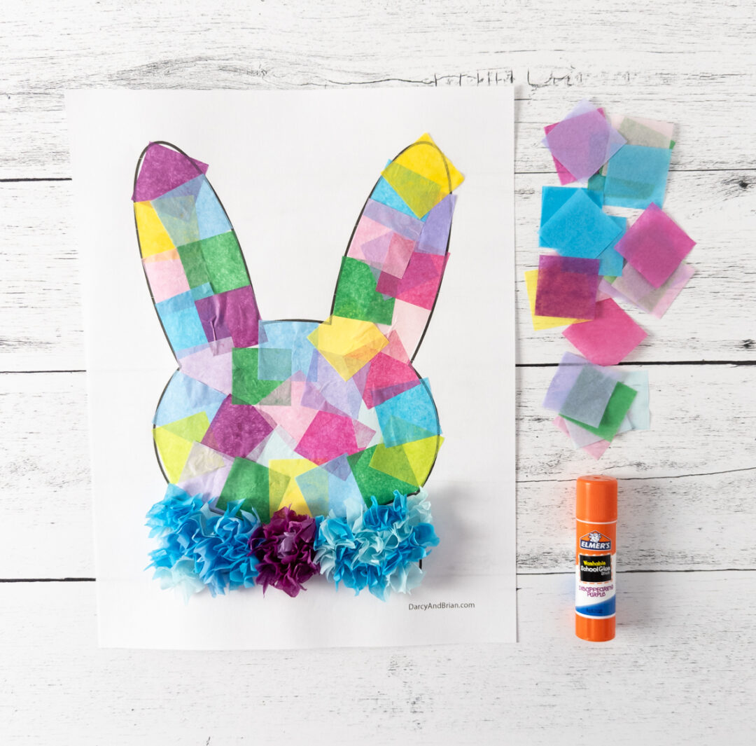 Easy Tissue Paper Easter Bunny Craft for Kids | Free Template