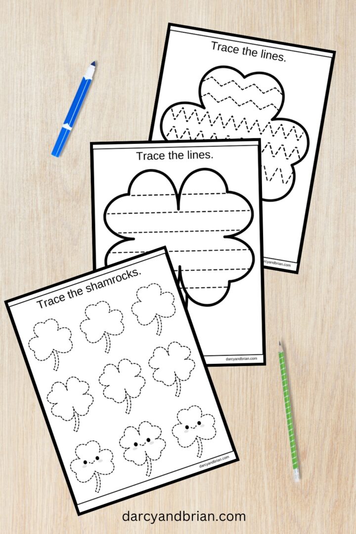 Shamrock Tracing Worksheets for Preschoolers