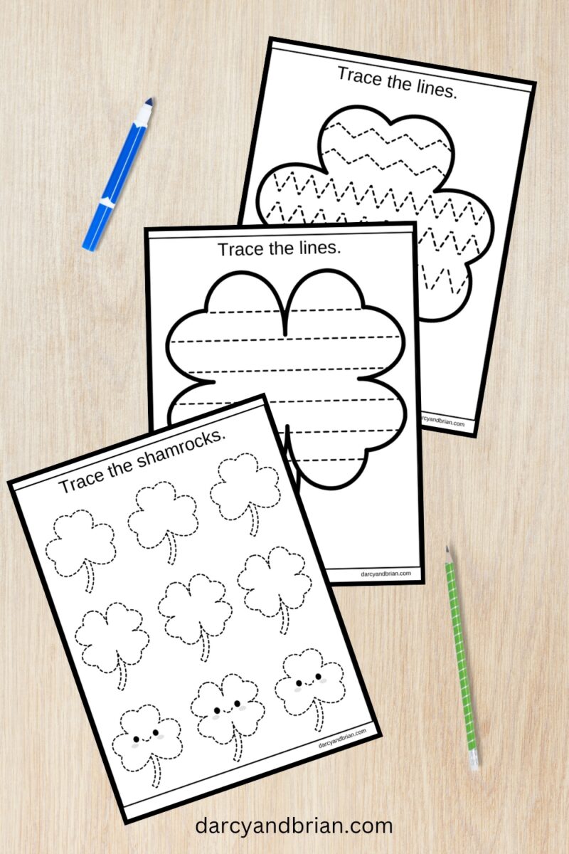Shamrock Tracing Worksheets for Preschoolers