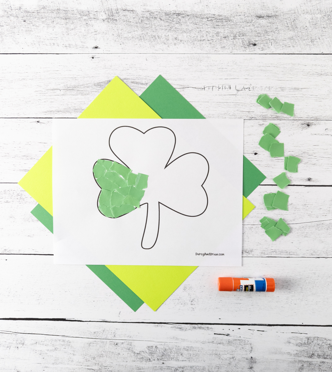 Torn Paper Shamrock Craft for Kids - Fun St. Patrick's Day Activity