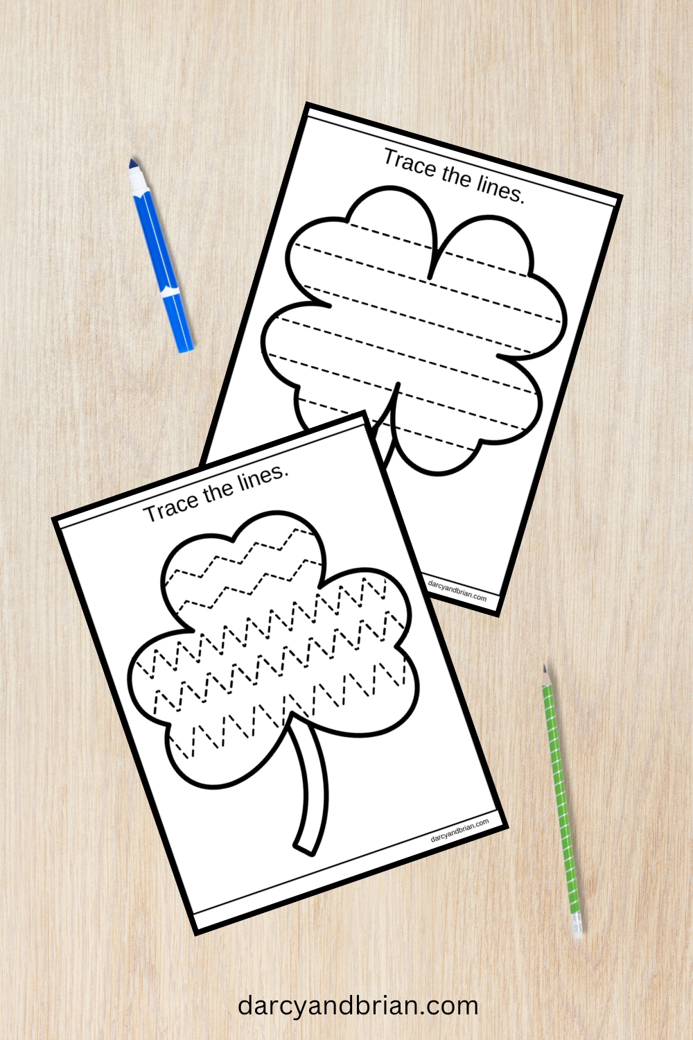 Shamrock Tracing Worksheets for Preschoolers