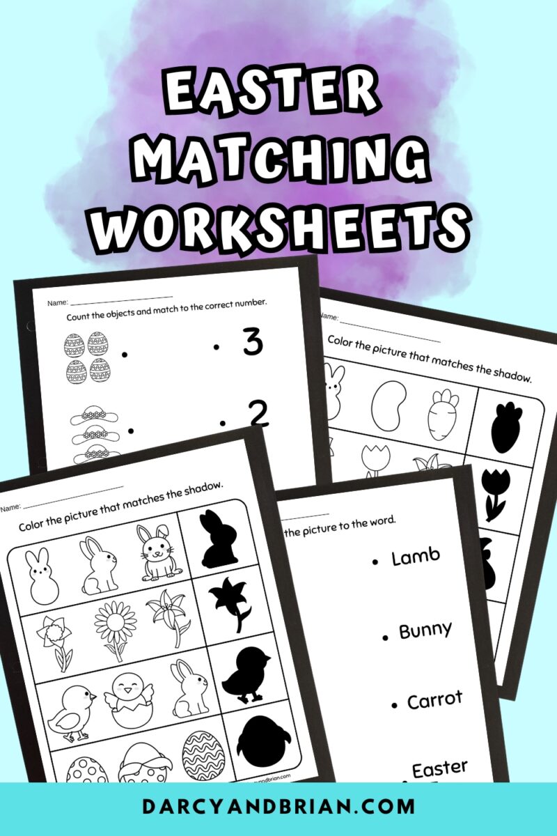 Easter Matching Worksheets for Preschoolers
