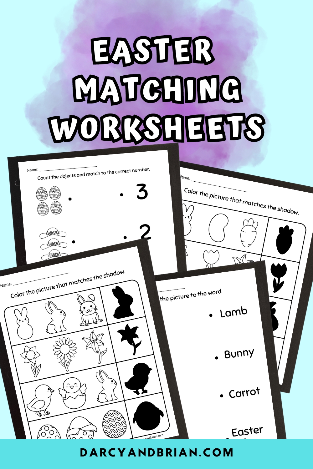 Easter Matching Worksheets for Preschoolers