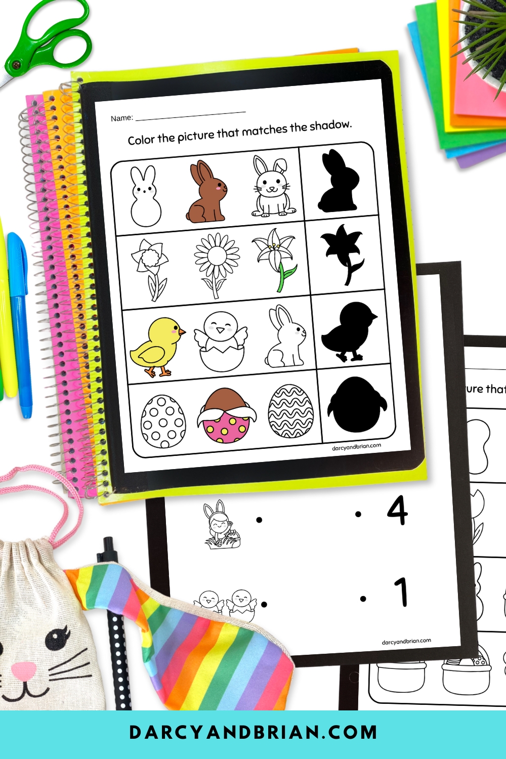 Easter Matching Worksheets for Preschoolers