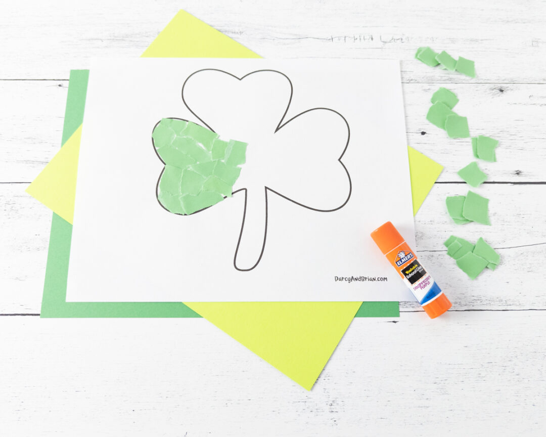 Torn Paper Shamrock Craft for Kids - Fun St. Patrick's Day Activity