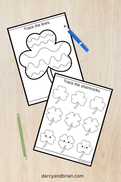 Shamrock Tracing Worksheets for Preschoolers