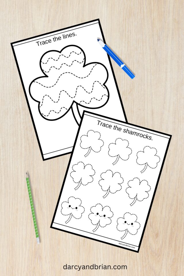 Shamrock Tracing Worksheets for Preschoolers