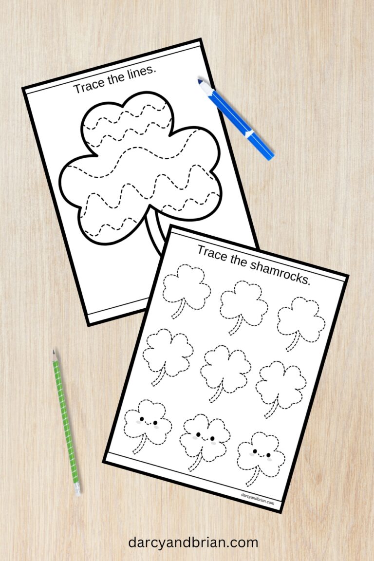 Shamrock Tracing Worksheets for Preschoolers