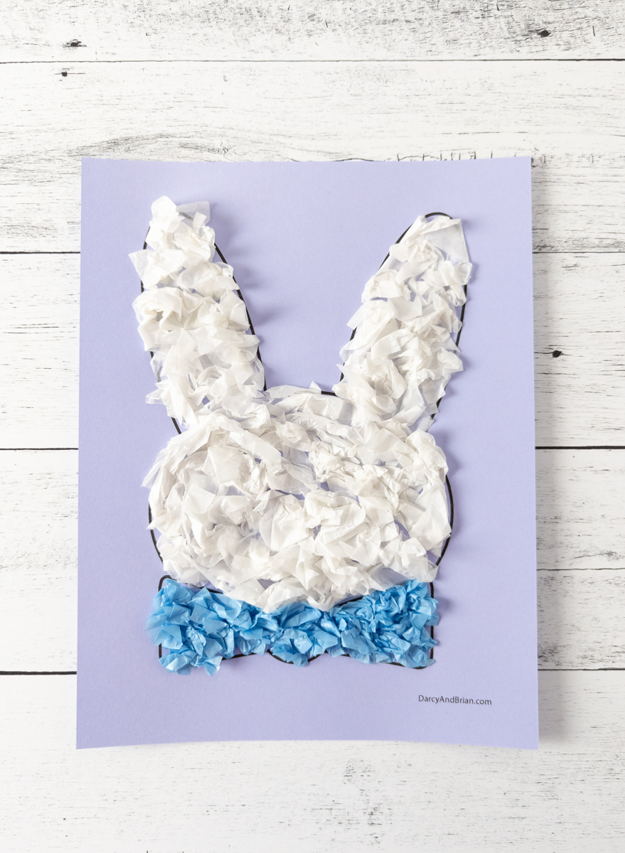 Easy Tissue Paper Easter Bunny Craft for Kids | Free Template