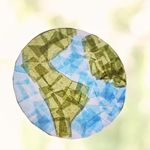 Easy Earth Suncatcher Craft for Kids | Free Printable Template