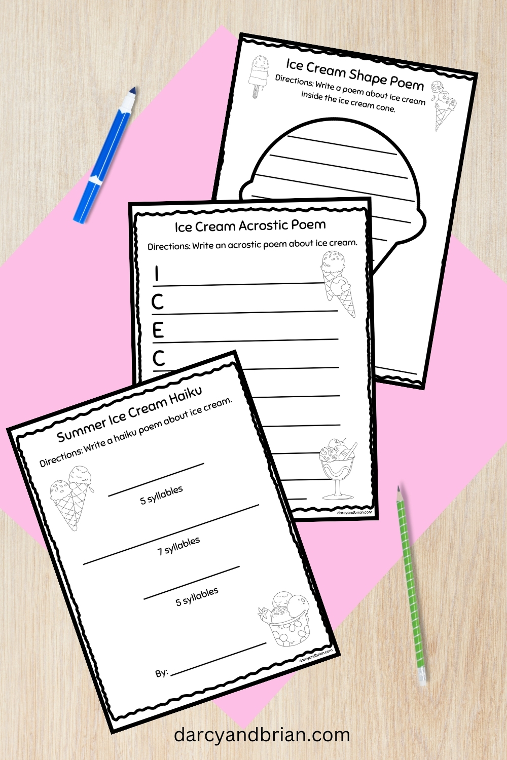 Summer Ice Cream Poem Worksheets | Free Printable Activities