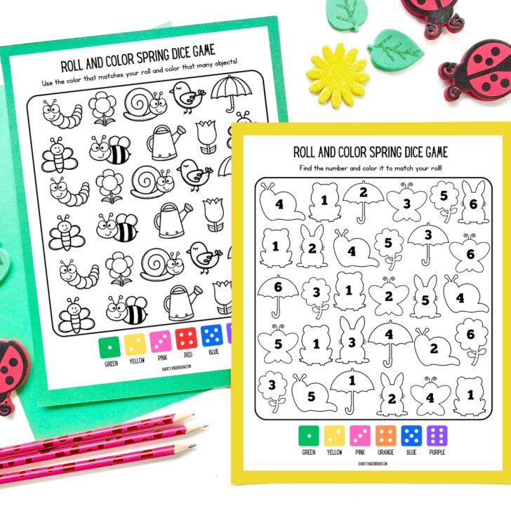 Roll and Color Spring Dice Game | Engaging Math Fun for Kids
