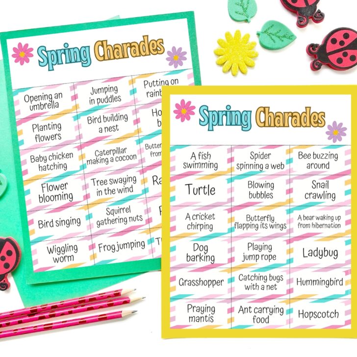 Spring Charades Printable Game for Kids