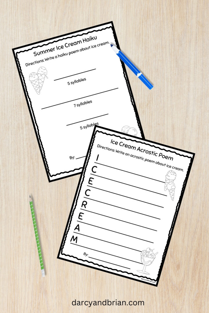 Summer Ice Cream Poem Worksheets | Free Printable Activities
