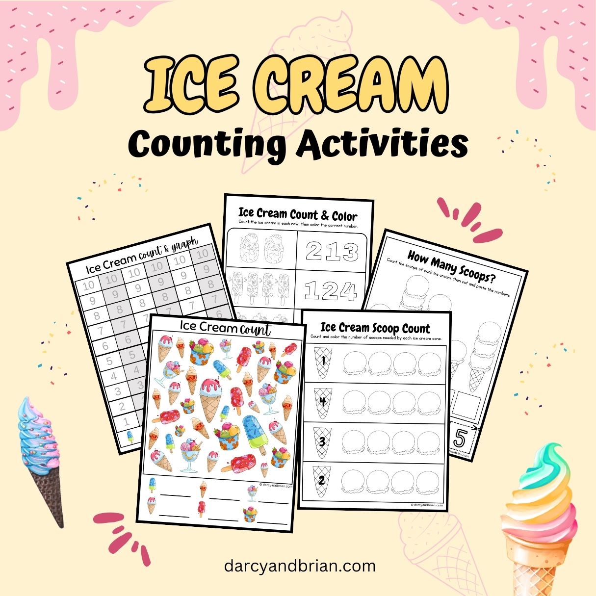 Engaging Ice Cream Counting Activity Printables for Preschoolers