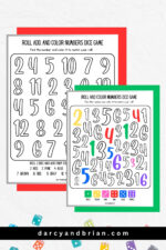 Roll and Color Numbers | Printable Dice Game for Kids