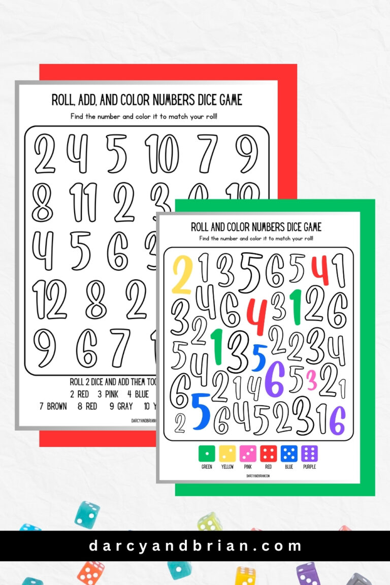 Roll and Color Numbers | Printable Dice Game for Kids