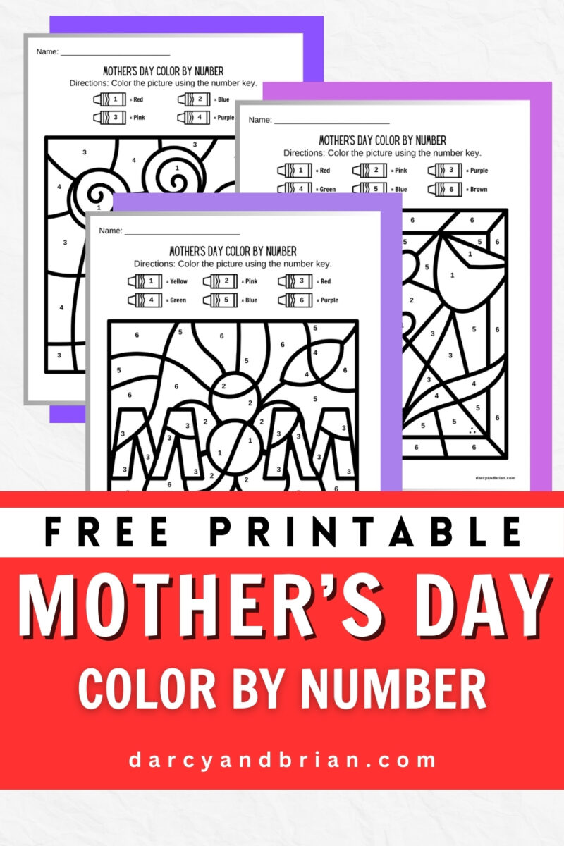 Mother's Day Color by Number Printables for Kids