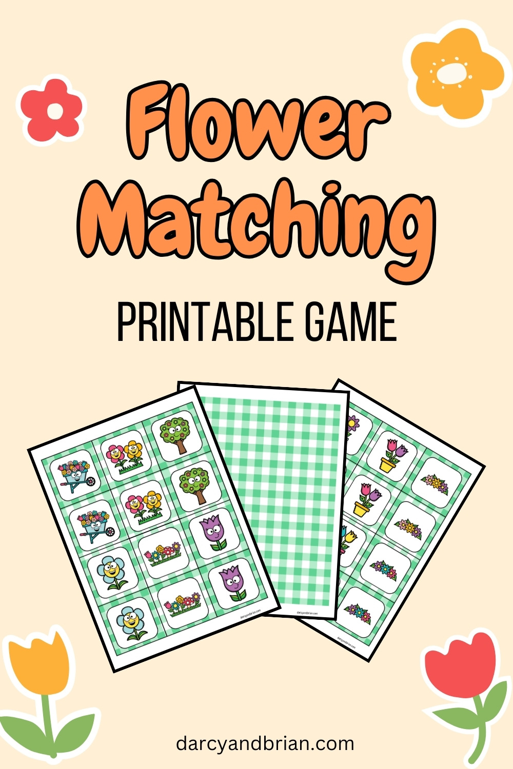 Flower Matching Game Printable for Spring Preschool Activities