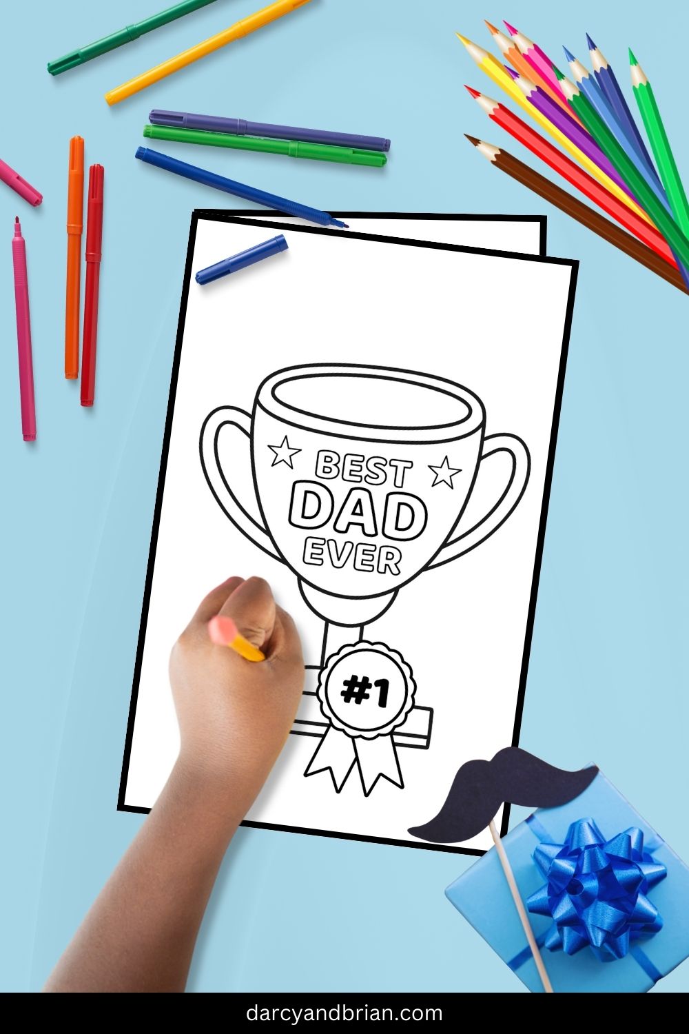 Free Printable Happy Father's Day Coloring Card for Kids