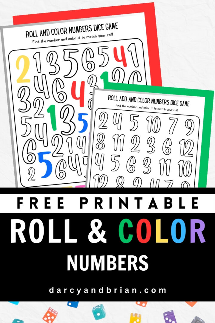 Roll and Color Numbers | Printable Dice Game for Kids