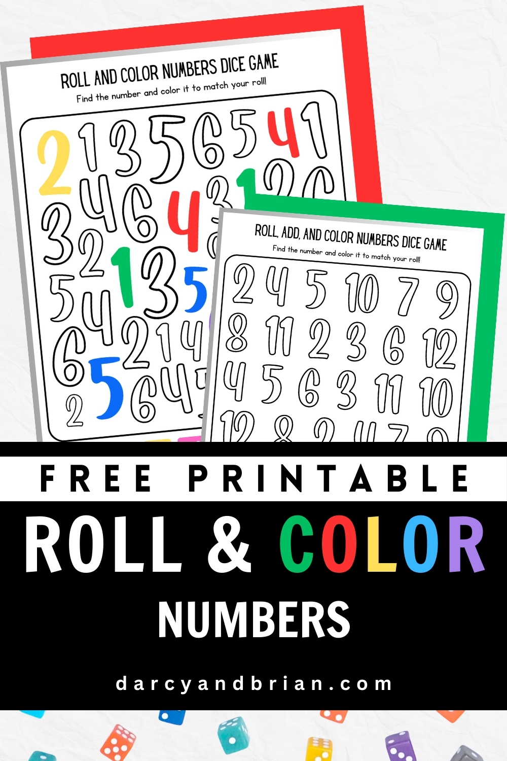 Roll and Color Numbers | Printable Dice Game for Kids