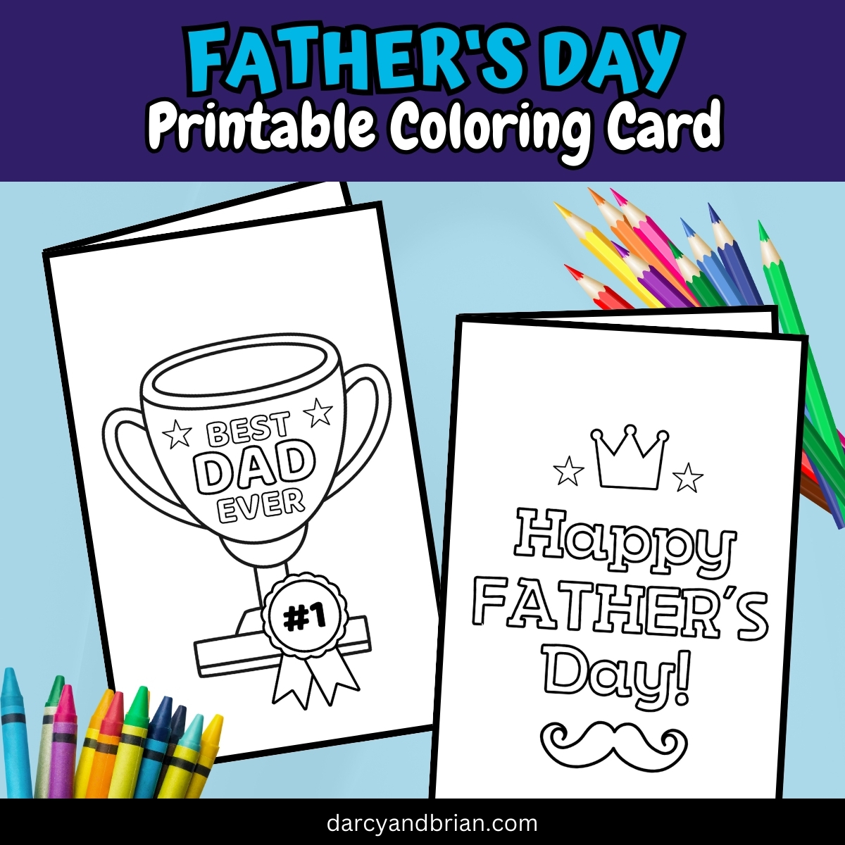 Free Printable Happy Father's Day Coloring Card for Kids