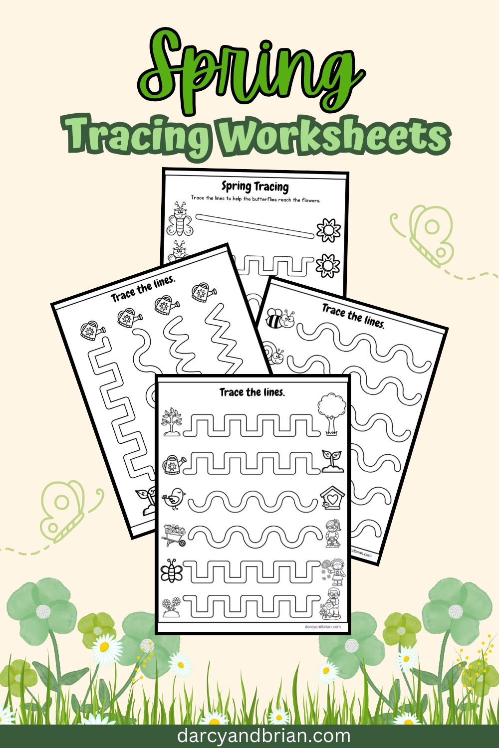 Spring Tracing Worksheets - Fun Pencil Control Activities for Kids