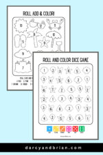 Summer Roll and Color Printable Game for Preschoolers