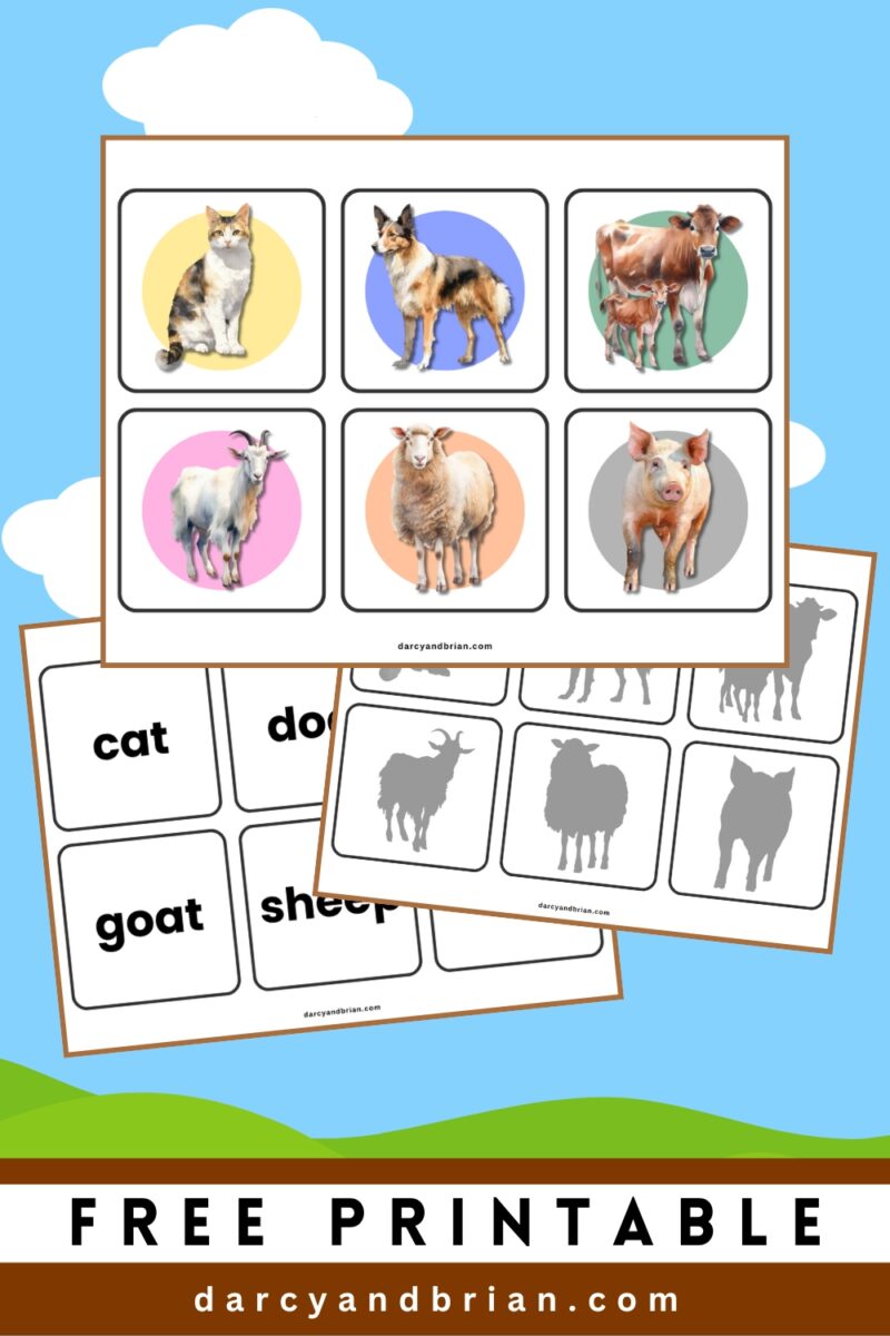 Farm Animal Matching Game Printable for Kids