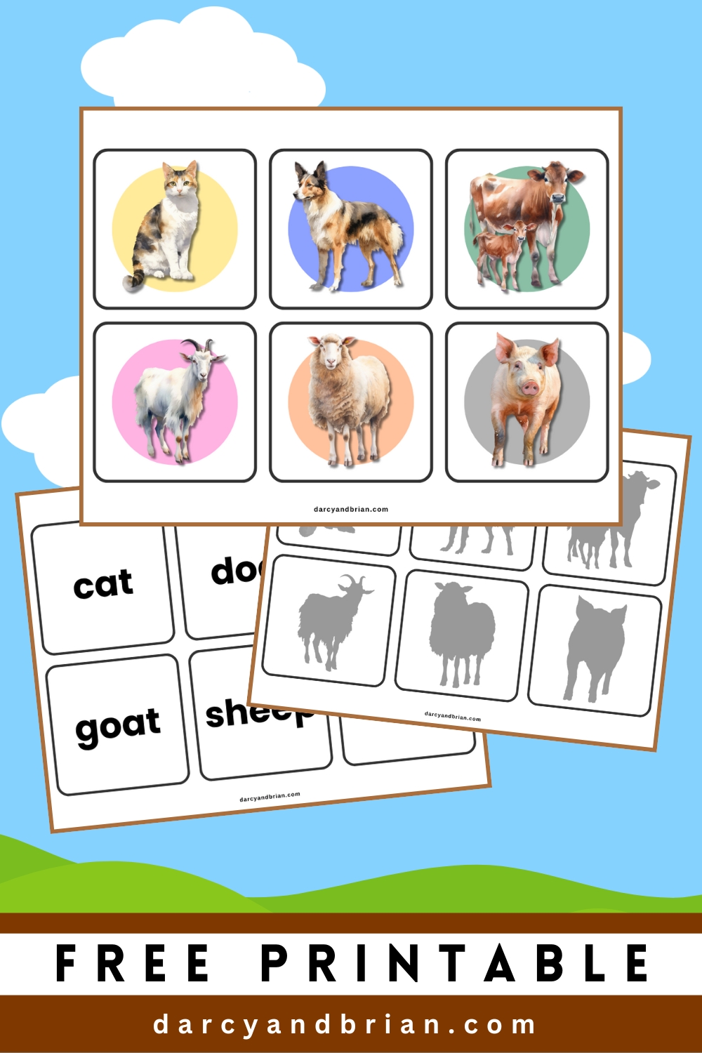 Farm Animal Matching Game Printable for Kids
