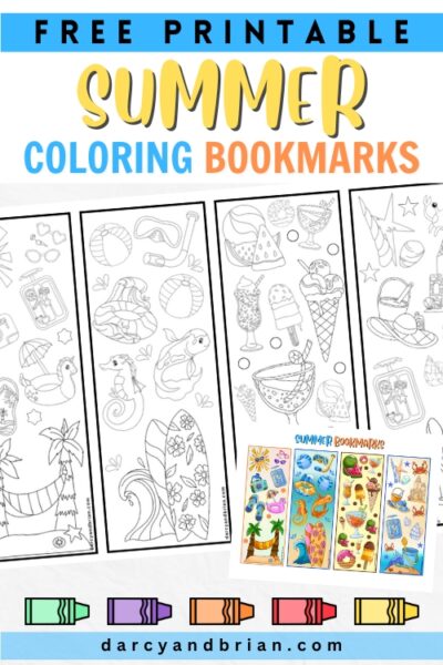 Fun Printable Summer Bookmarks for Kids to Color
