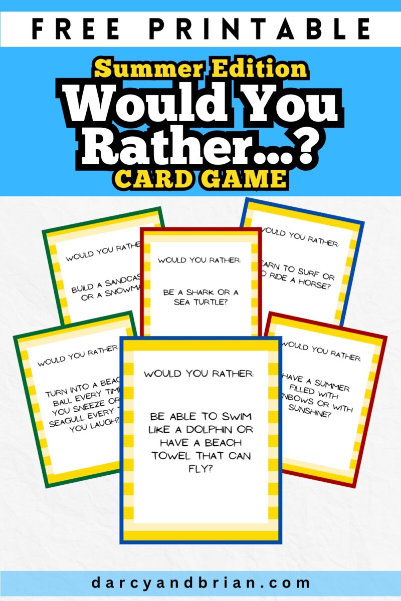 Printable Would You Rather Summer Questions for Kids