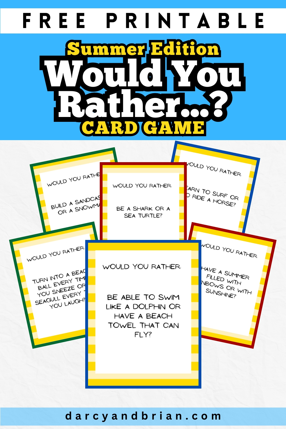 Printable Would You Rather Summer Questions for Kids