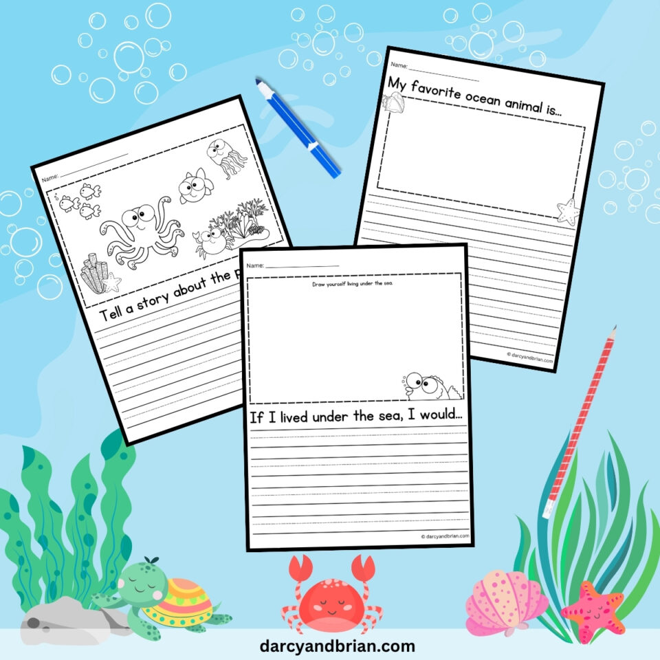 Ocean Themed Writing Prompts for Kids | Printable Worksheets